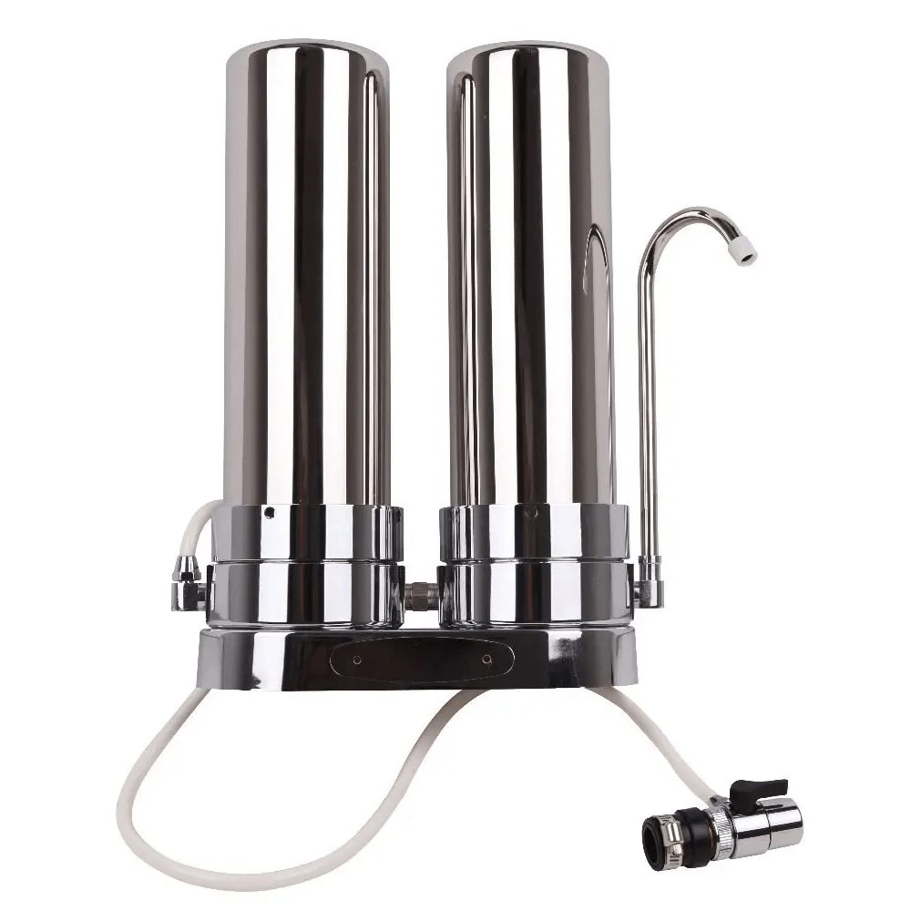 Stainless Steel Double Housing Countertop Water Filter | Oasis F2-INOX ...