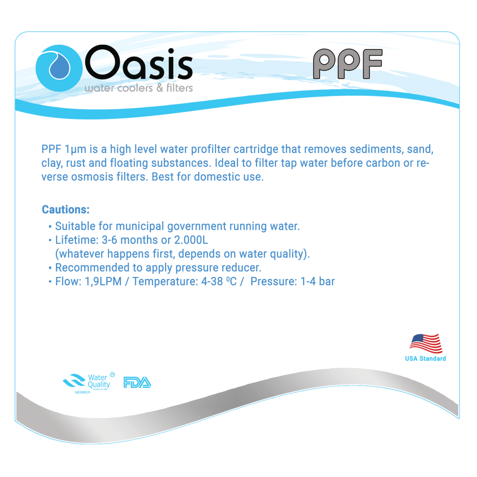 Tap Water Cooler Filter Set | OASIS Set Filters -D